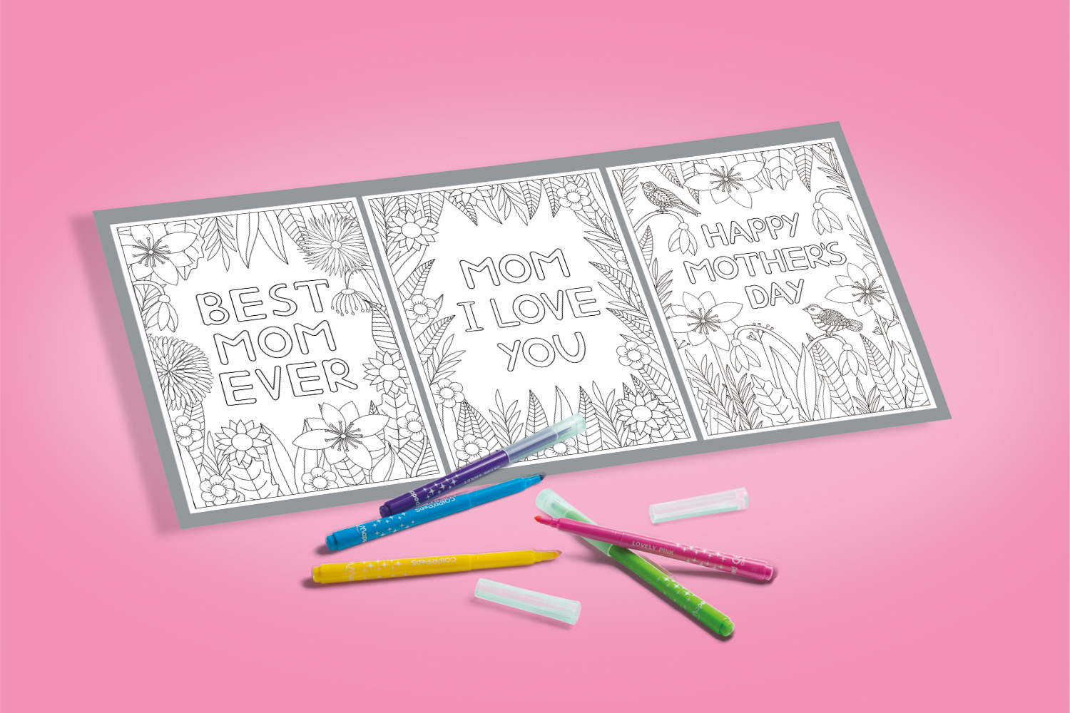 3 cartes fleurs à colorier pour la fête des mères