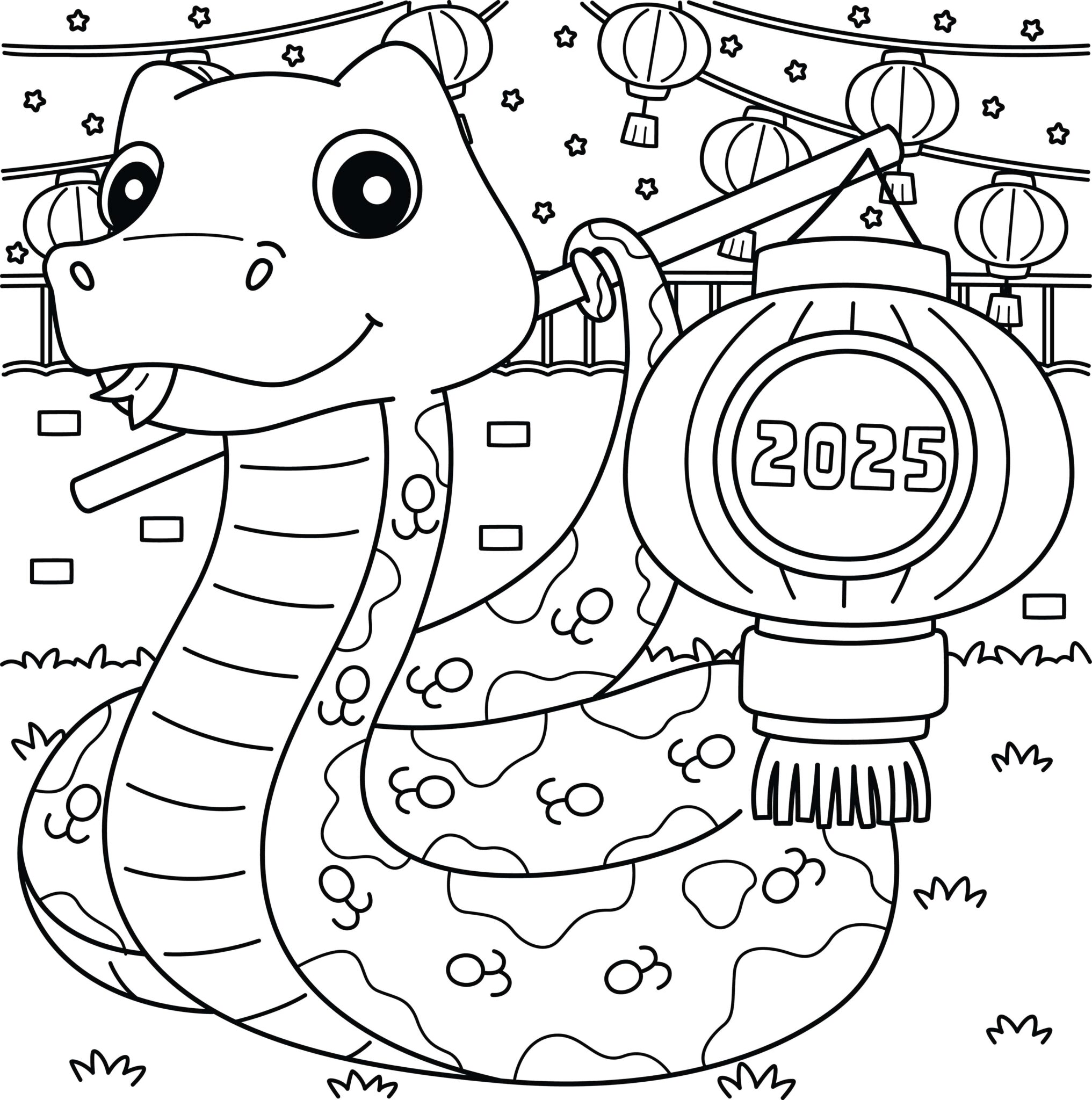 Dibujo para colorear del Año Nuevo Chino signo de la Serpiente